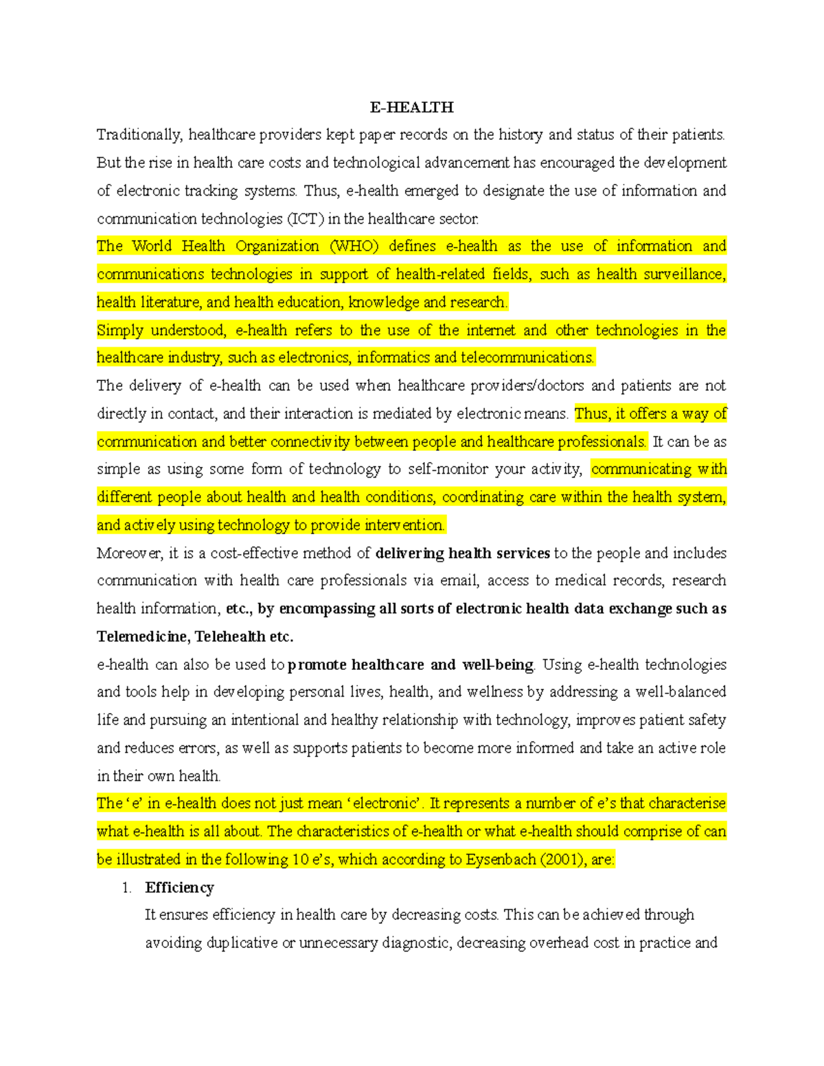 E-health: Lecture Notes on ICT in Healthcare Systems - Studocu