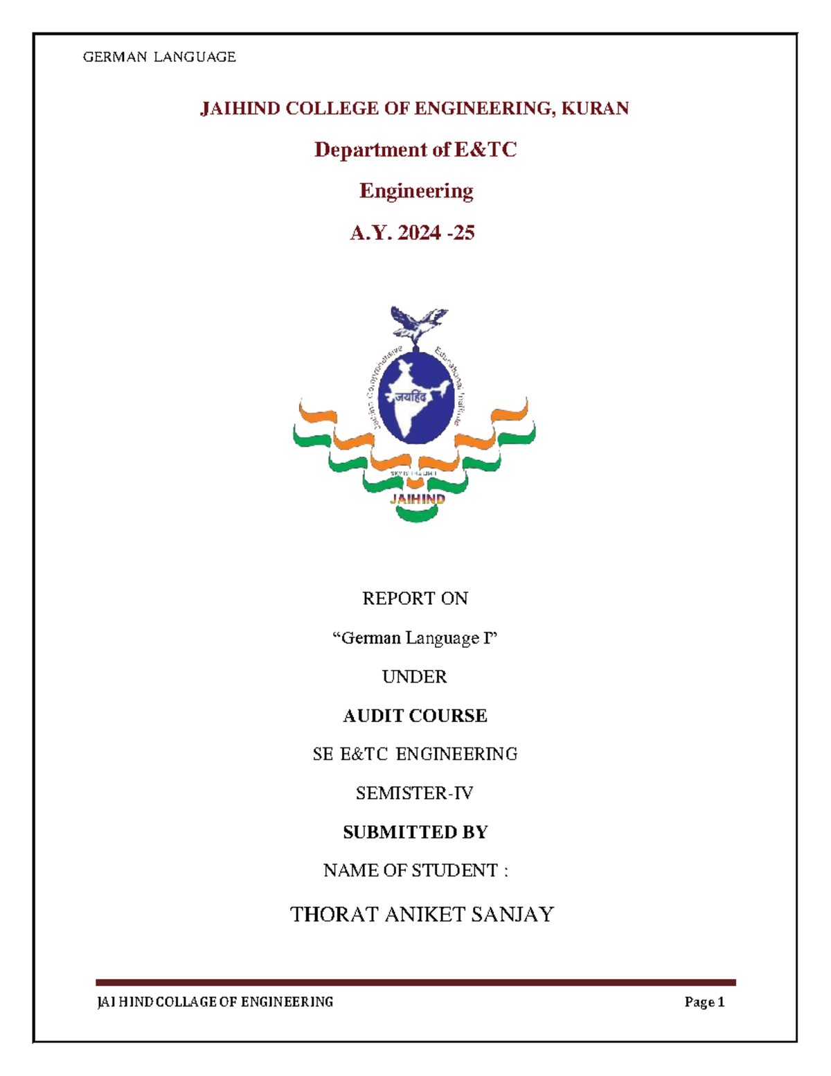 Report on German Language Audit Course - SE Engineering A.Y. 2024 - Studocu