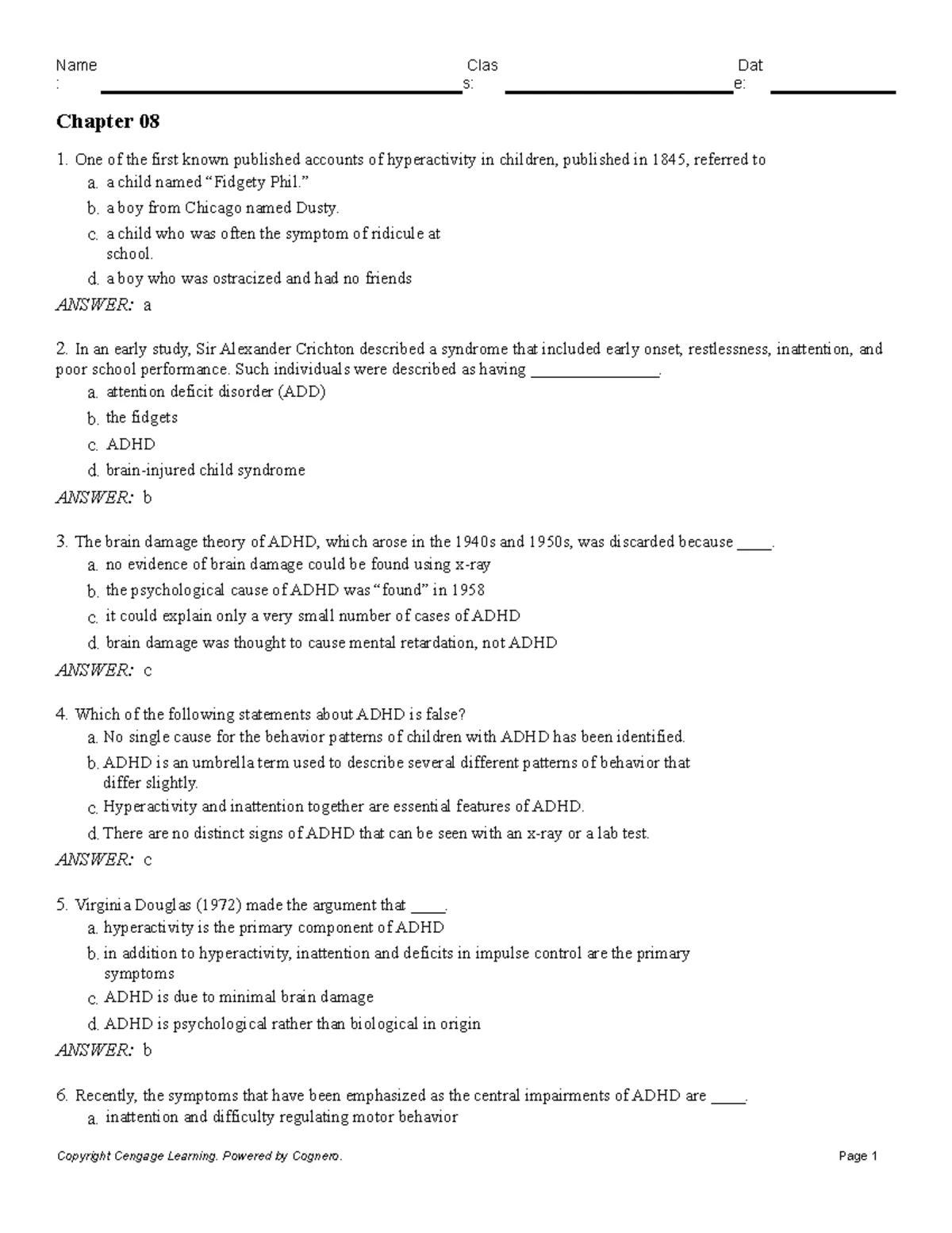 Chapter 02 - sample questions - : s: e: Chapter 02 Children’s problems must be considered in the ...