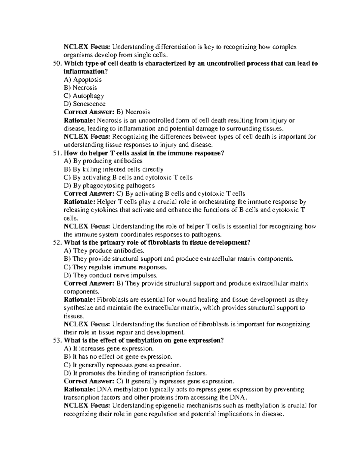 NCLEX Review: Key Concepts in Cell Death & Immune Response (GEN 6766 ...