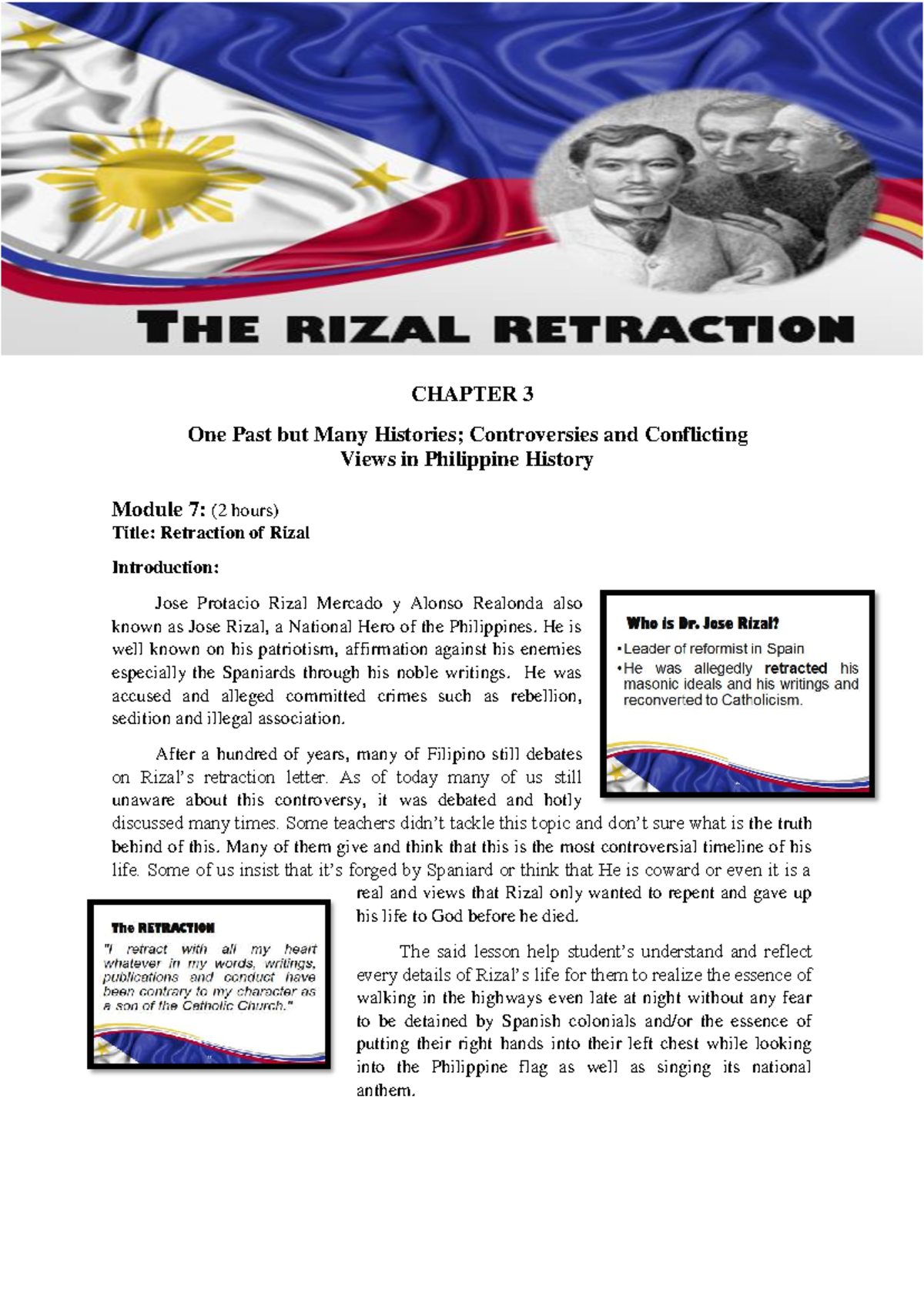 CHAPTER 3: The Retraction of Rizal and the First Cry of Revolution ...