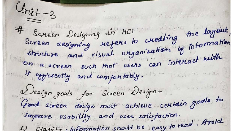 HCI Unit-3: Comprehensive Notes on Screen Design Principles - Studocu