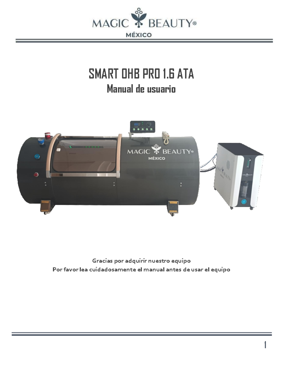 Manual de Usuario para Cámara Hiperbárica SMART OHB PRO 1.6 ATA - Studocu
