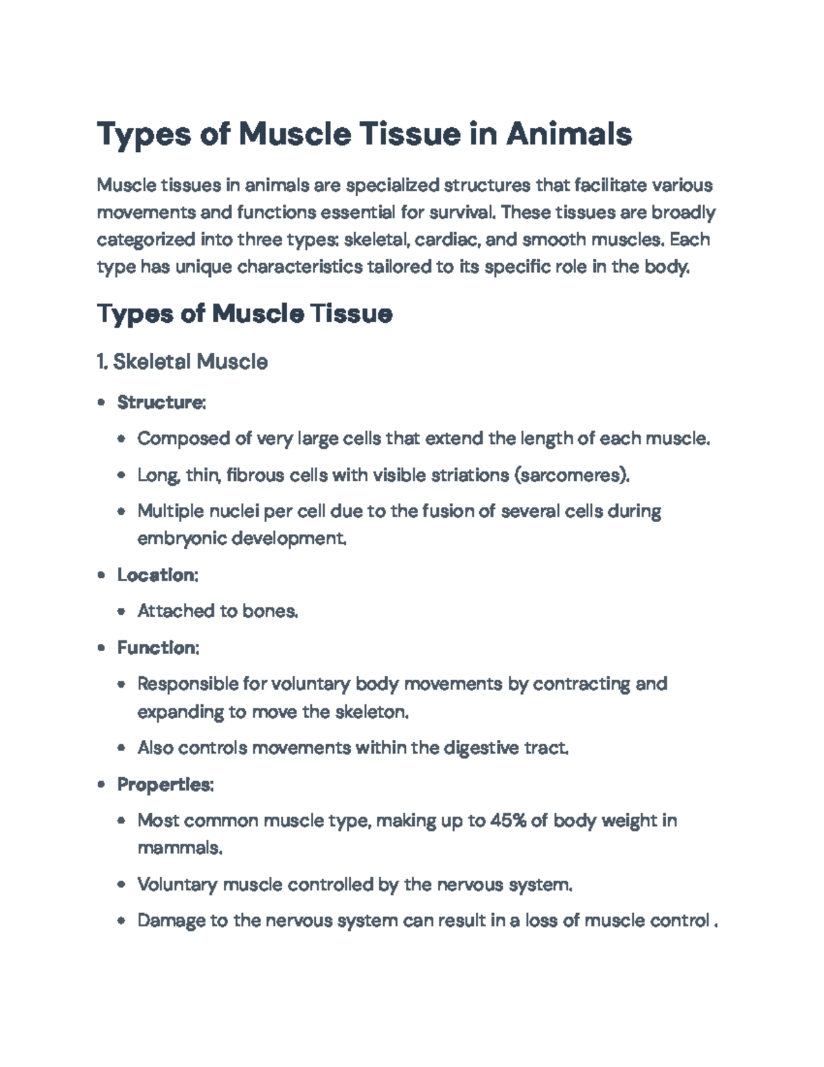 Types of Muscle Tissue in Animals: Characteristics and Functions ...