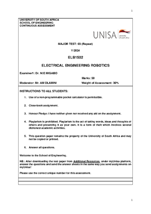 ELB1502 - Unisa - Robotics - Studocu