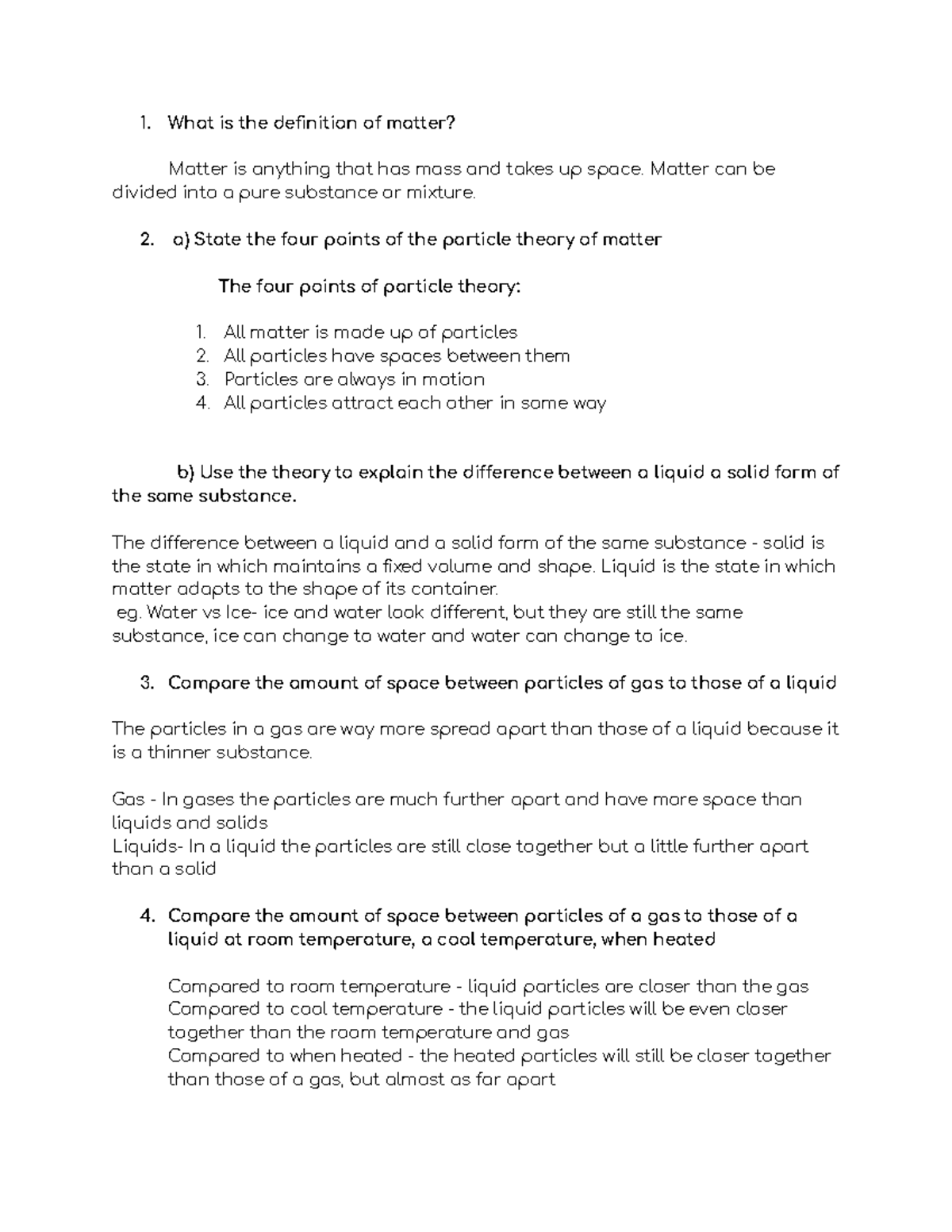 Chemistry Study Sheet: Unit 3 - Understanding Matter and Its Properties ...