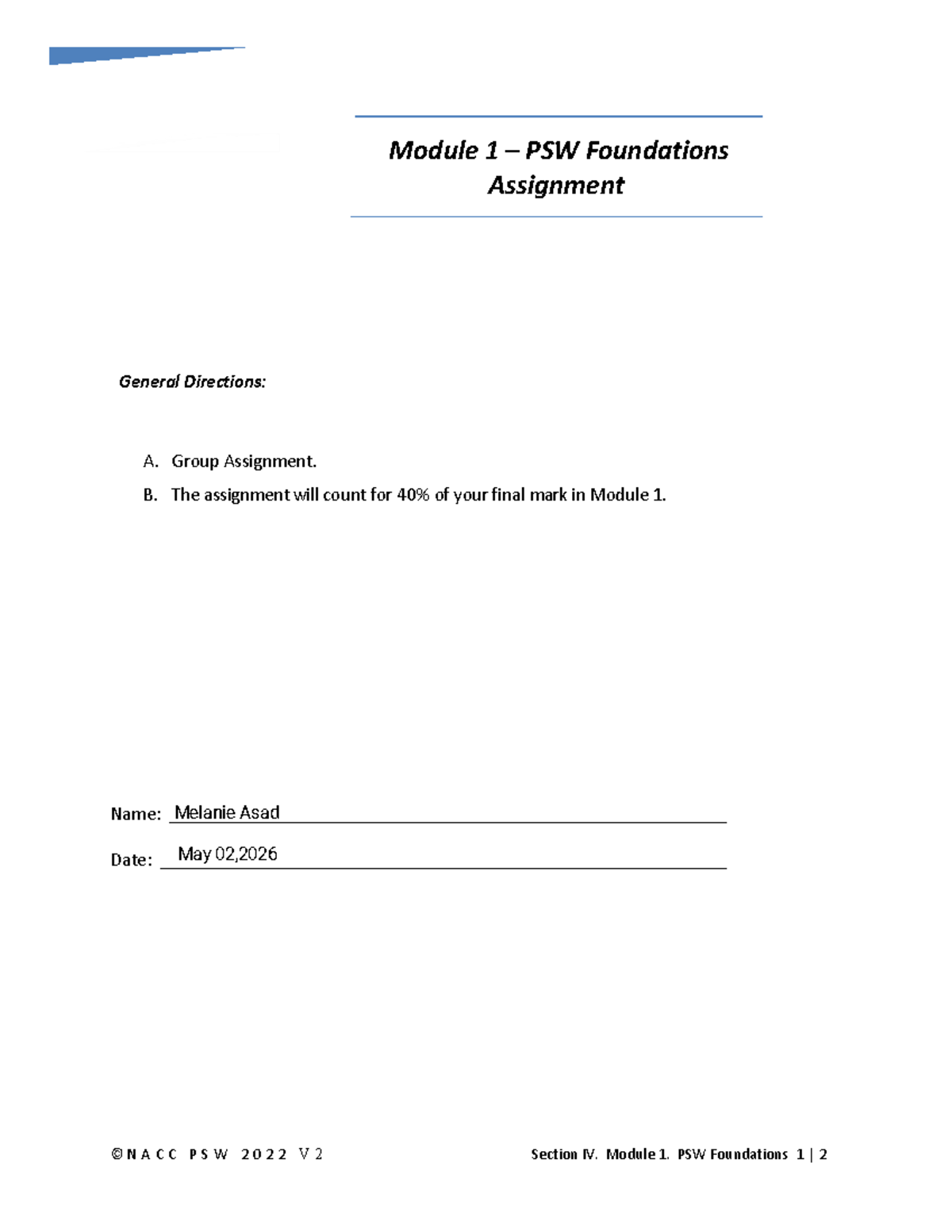 IV-2 Assignment Guidelines - Module 1 PSW Foundations - Studocu