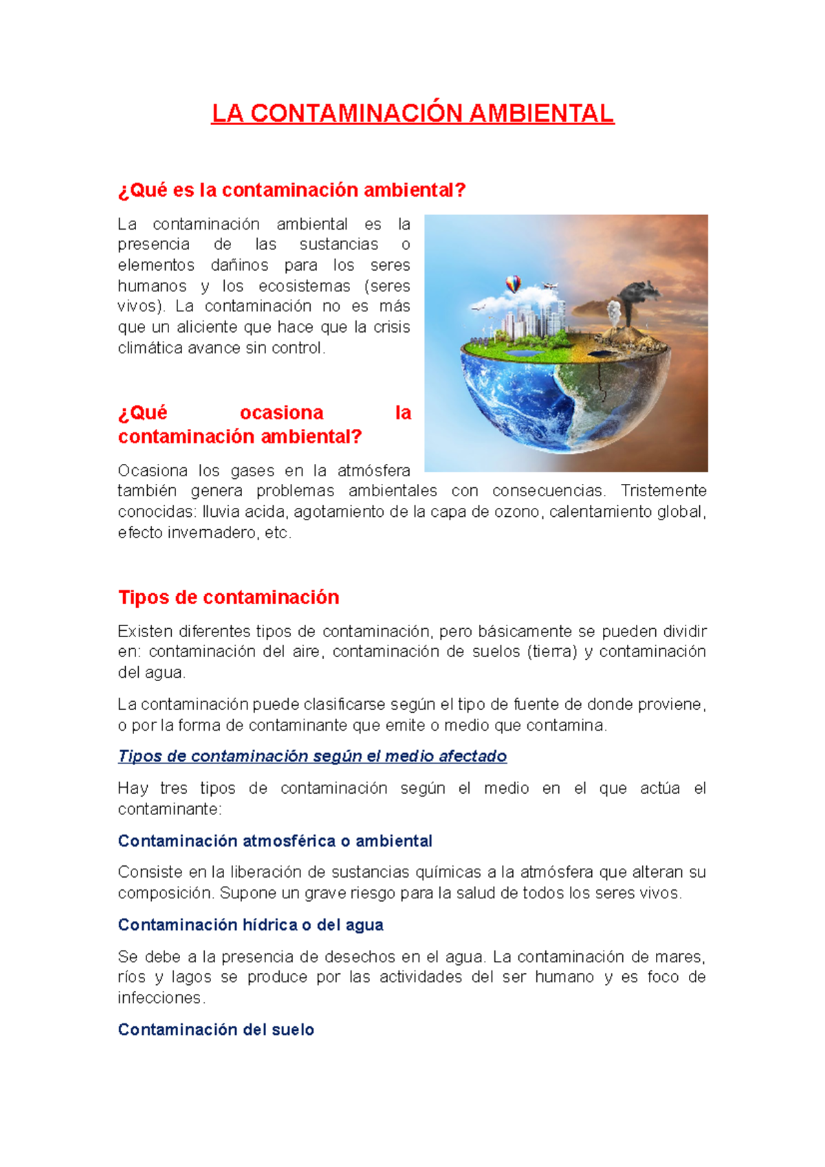 LA Contaminación Ambiental - LA CONTAMINACIÓN AMBIENTAL ¿Qué es la ...