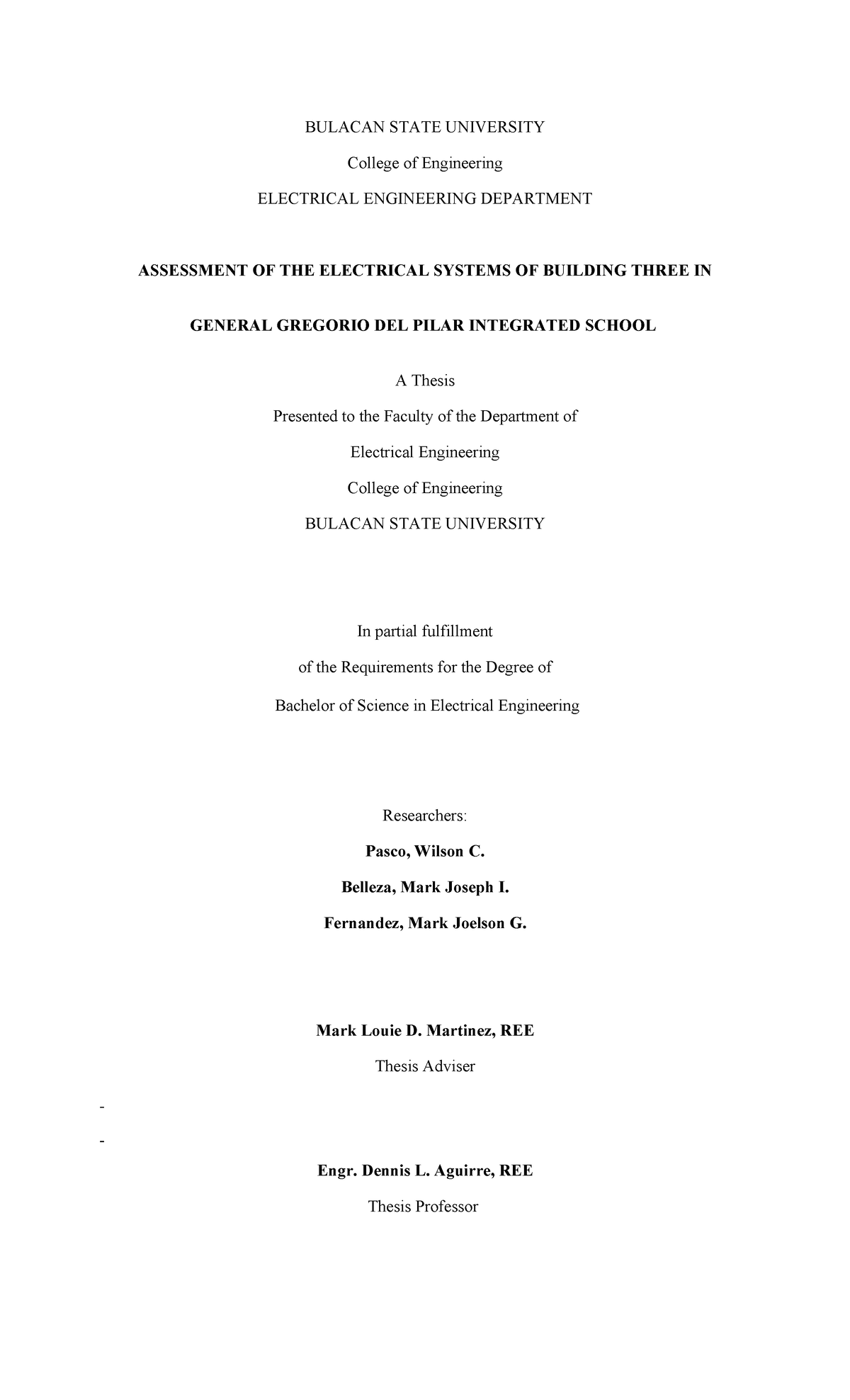 Assessment of Electrical Systems - Thesis on Building 3 (EE 2023) - Studocu