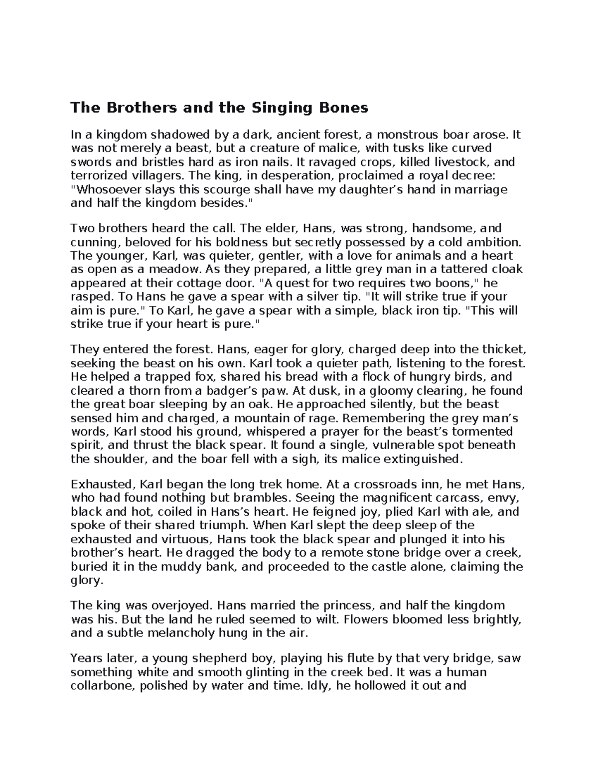 The Brothers and the Singing Bones: A Tale of Ambition and Betrayal ...