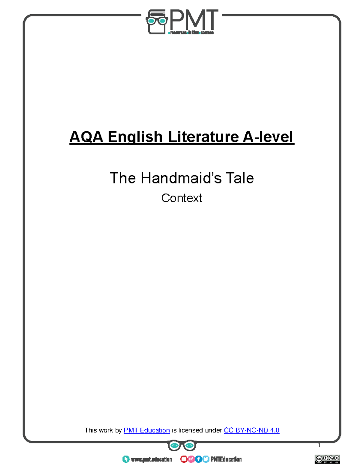 Contextual Analysis of The Handmaid’s Tale - AQA Engl. Lit. A-level ...