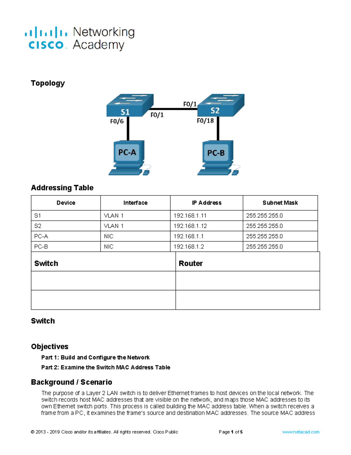Lab 4 - 7.3.7: Exploring the Switch MAC Address Table - Studocu