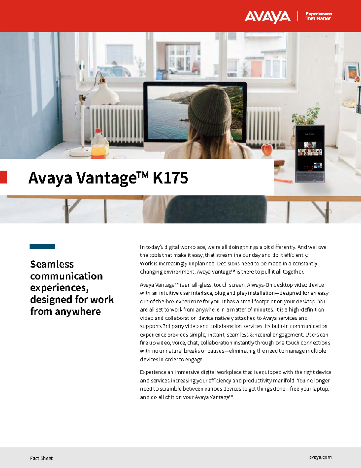 Avaya Vantage K175: Seamless Communication for Remote Work - Studocu