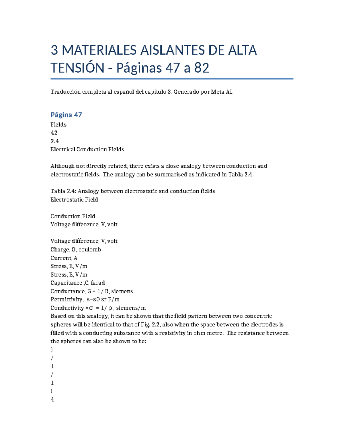 S07 s2 Lectura: Materiales Aislantes de Alta Tensión (Pág. 47-82) - Studocu