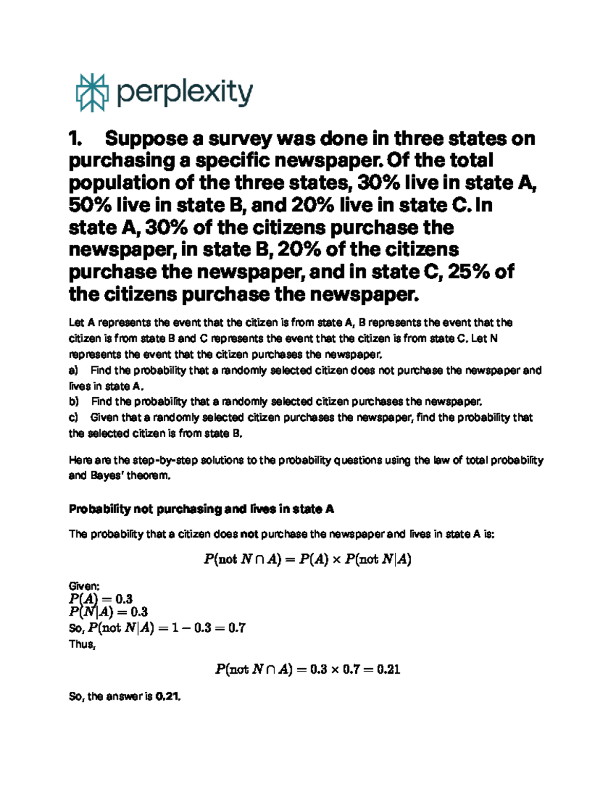 Probability Analysis of Newspaper Purchases in States A, B, and C - Studocu