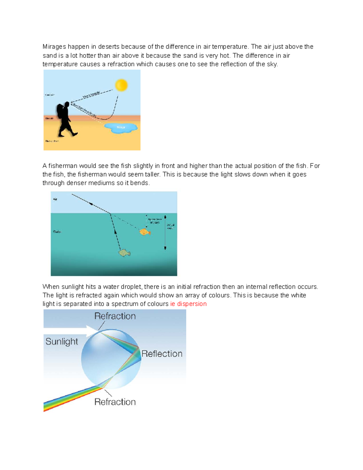 Behaviour of Light: Understanding Refraction and Dispersion - Studocu