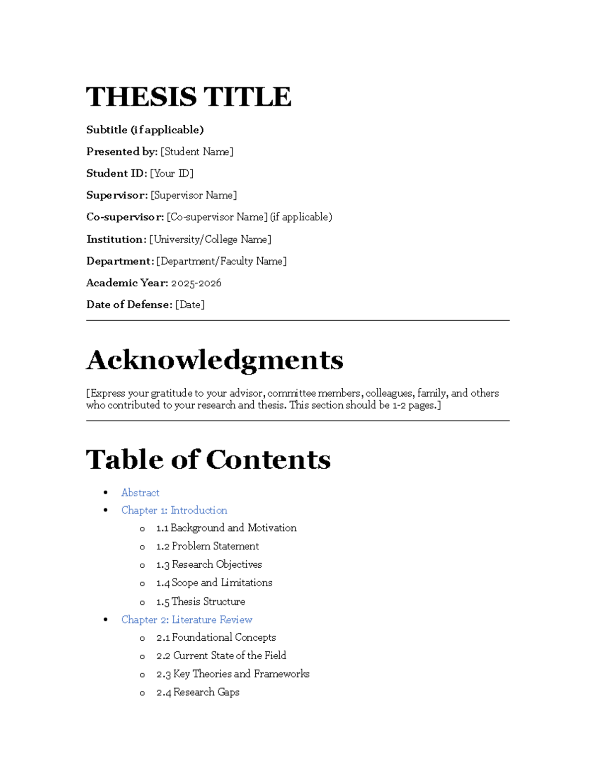 Thesis Template - Comprehensive Guide for Research Submission - Studocu