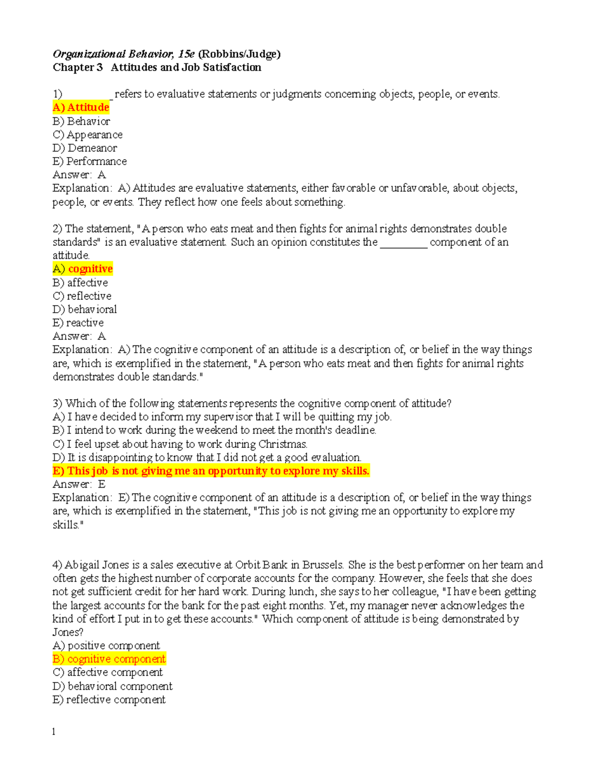 Chapter 3 - Organizational Behavior: Attitudes and Job Satisfaction ...