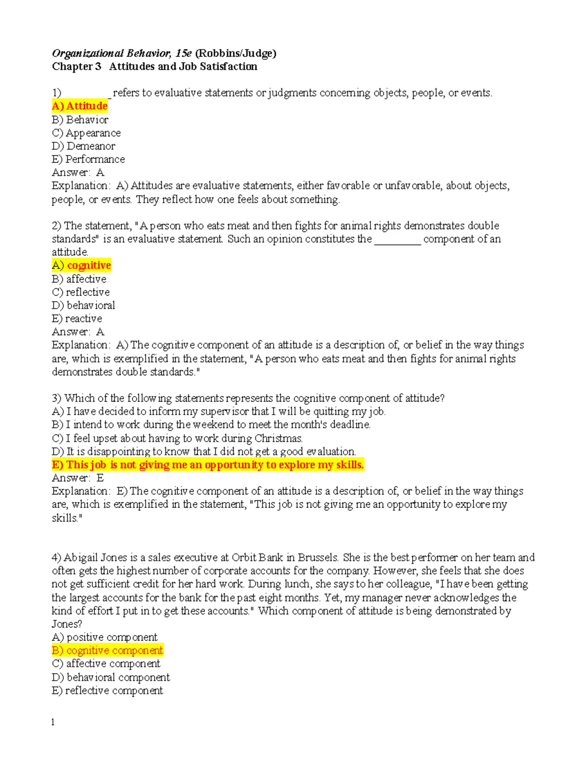 Chapter 11 - test bank - Organizational Behavior, Updated 18e, Global ...