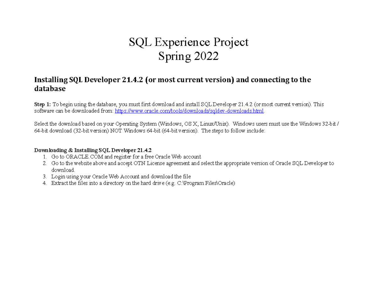 SQL Experience Connection instructions(1) - SQL Experience Project ...