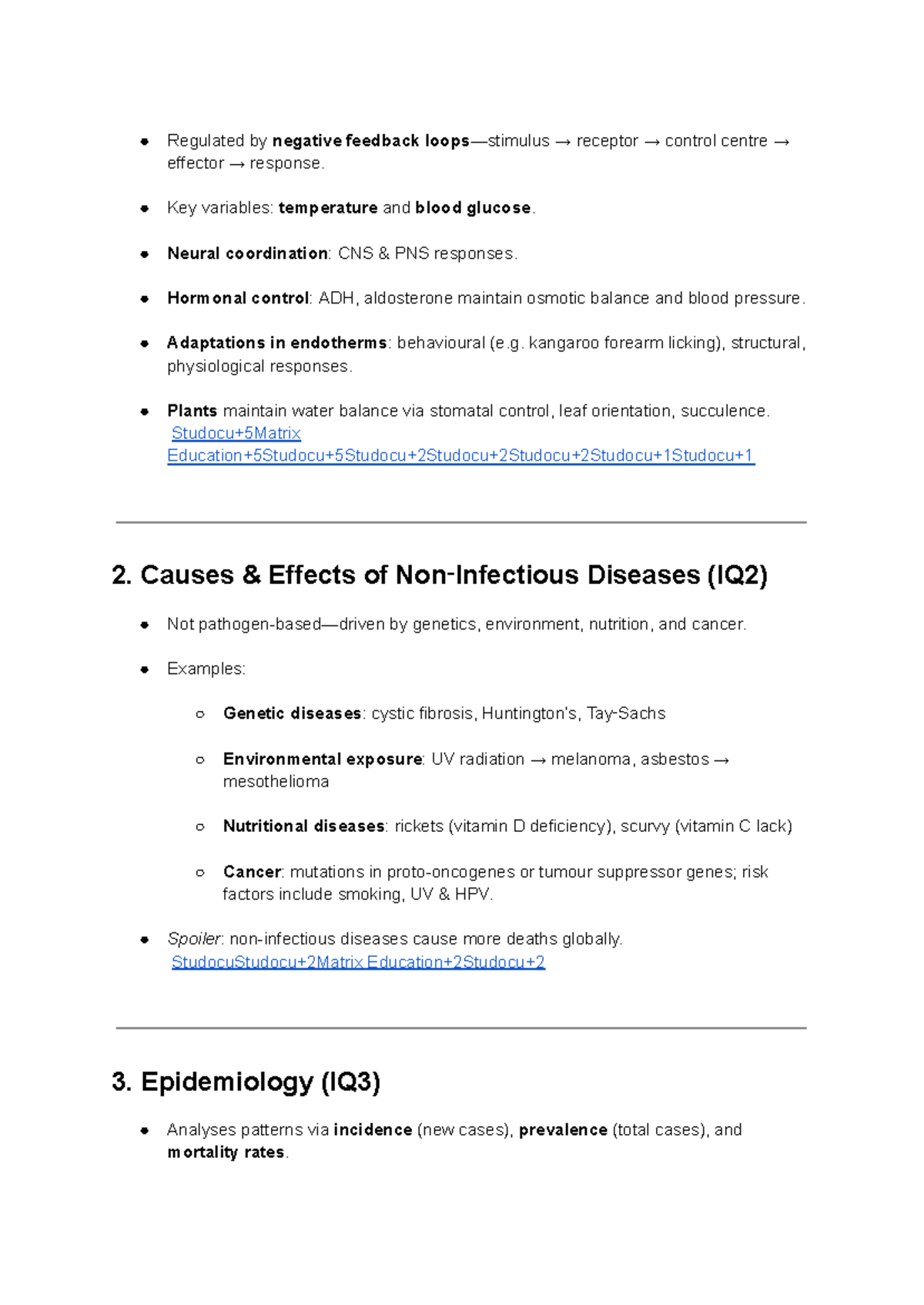 Bio Notes - Module 8: Homeostasis, Diseases, and Prevention Strategies ...