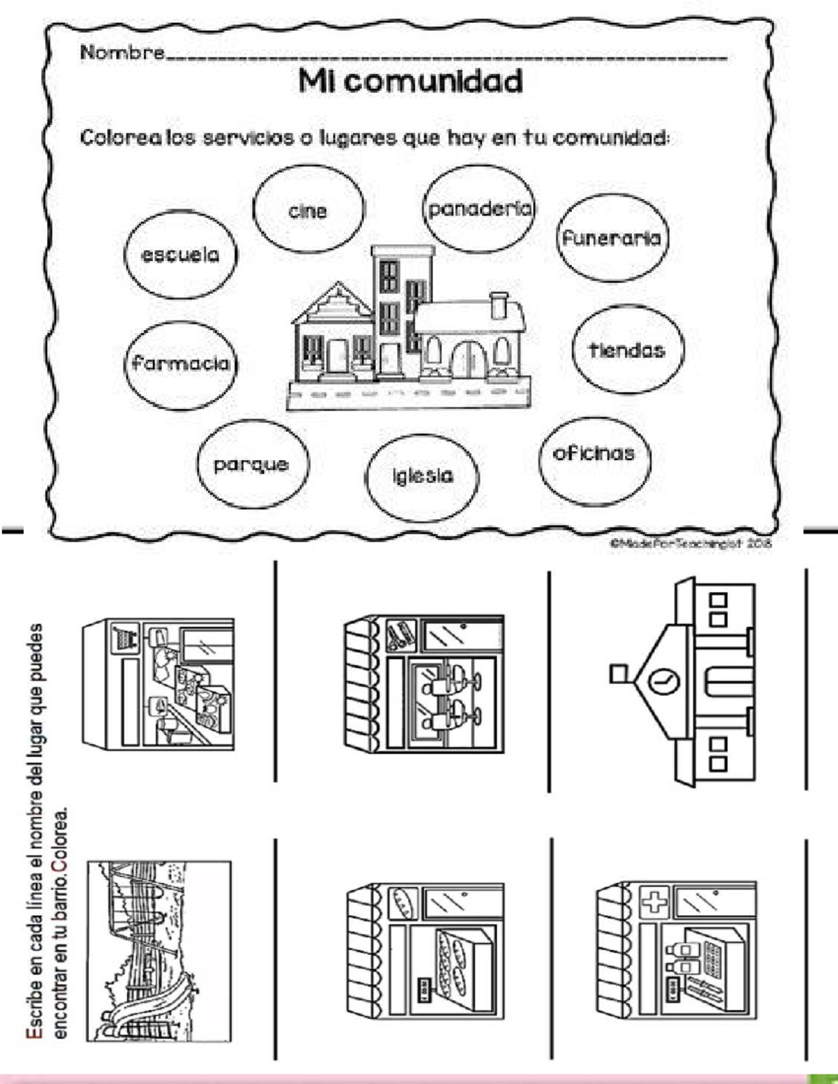 Nombre de mi comunidad: Colorea y nombra los lugares en tu barrio - Studocu