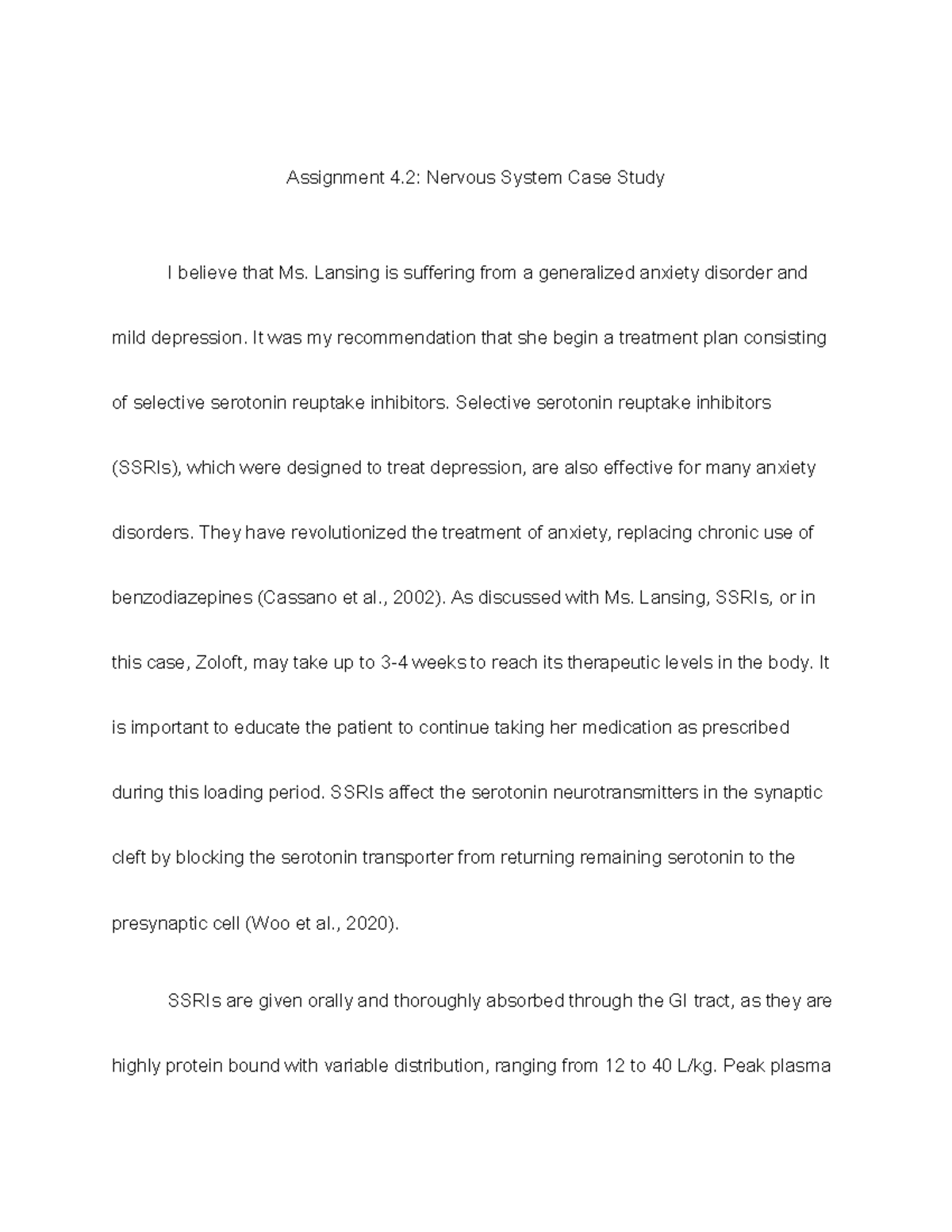 Week 4 - Assignment 4.2 Nervous System Case Study Insights - Studocu