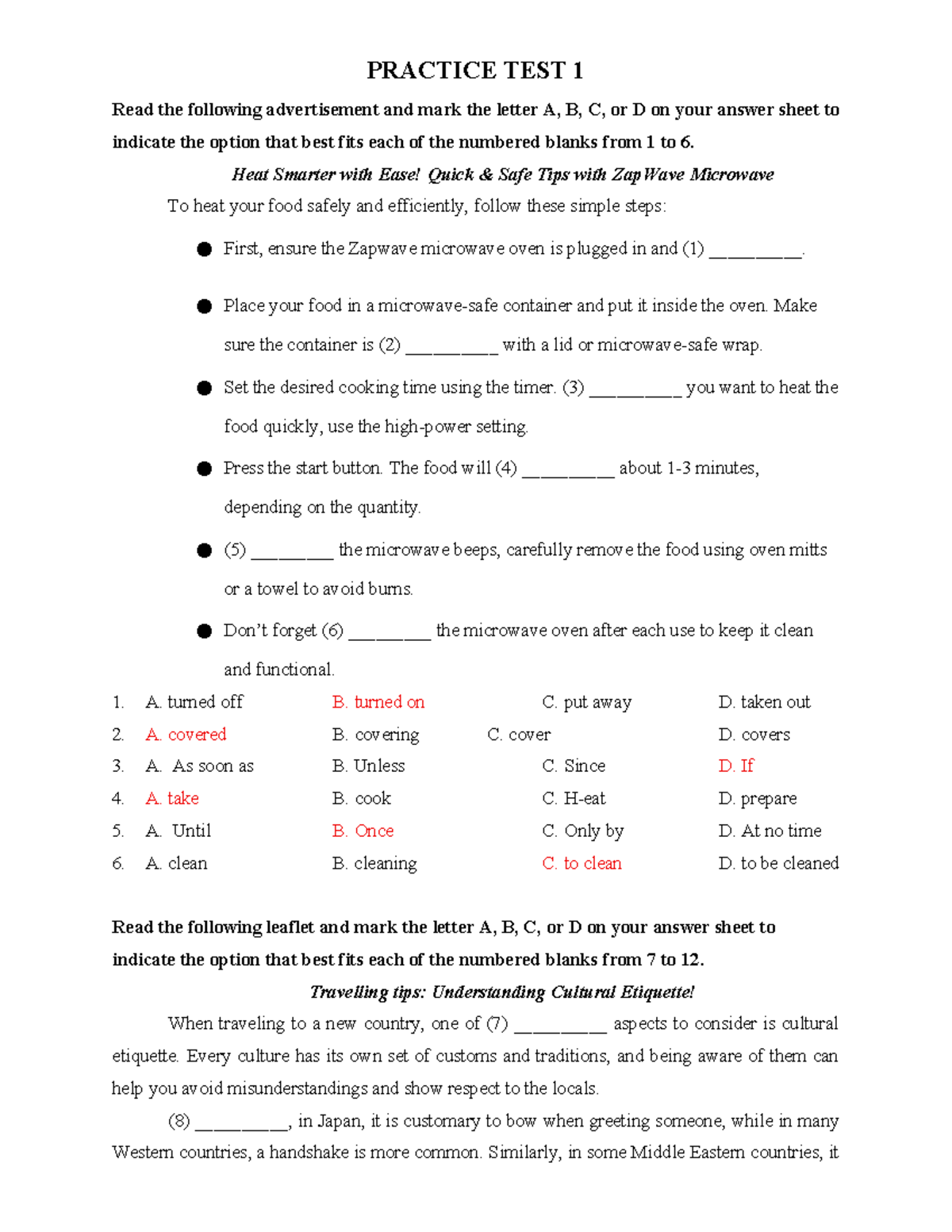 PRACTICE TEST 1: Understanding Cultural Etiquette and Social Media ...