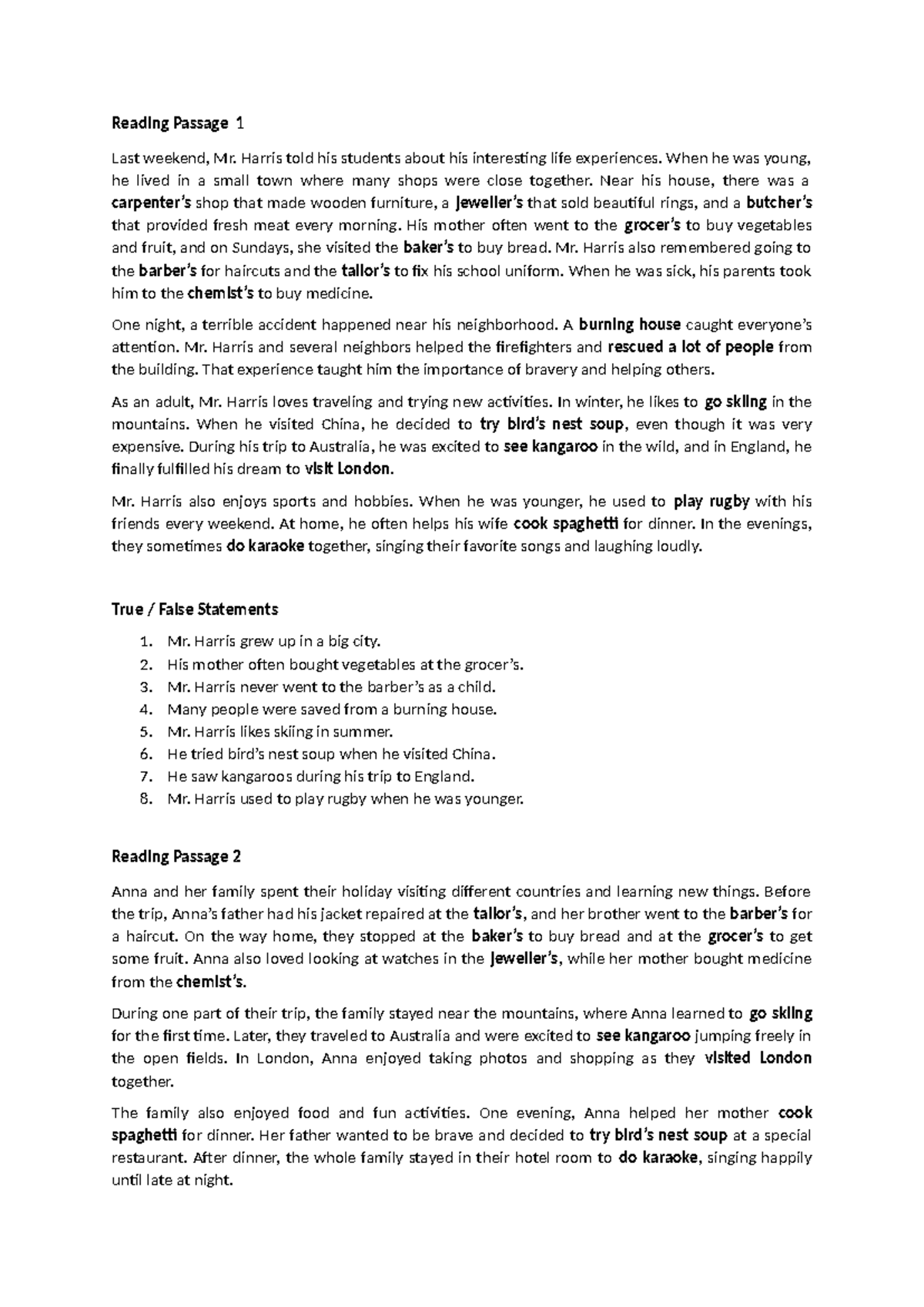 Exercises for Summative 1: Reading Comprehension & Vocabulary - Studocu