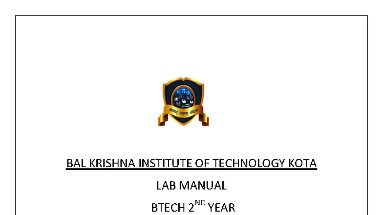 Database Management System Lab Manual BTECH 2nd Year IV Sem (CSE) - Studocu