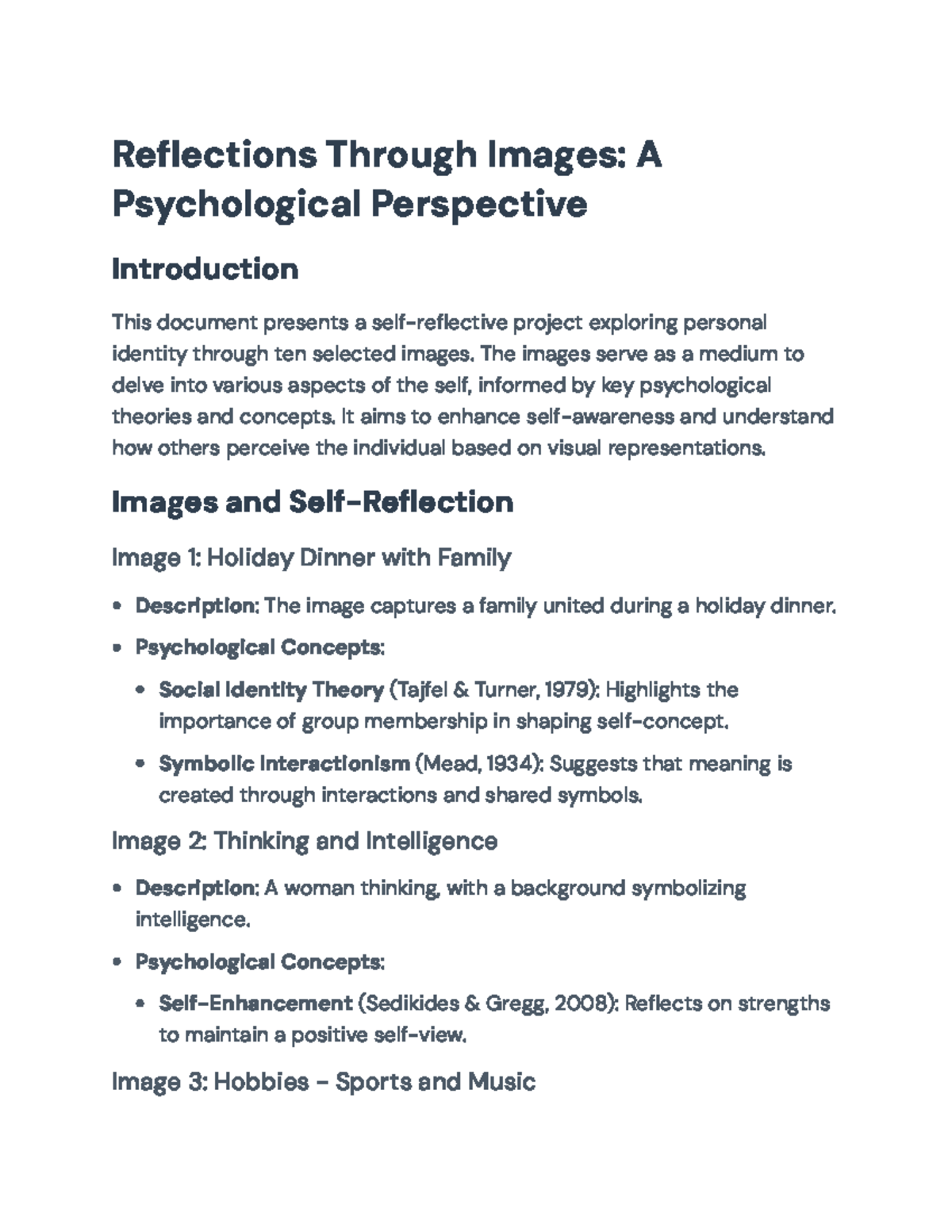 Self-Reflective Project on Identity Through Images: A Psychological ...