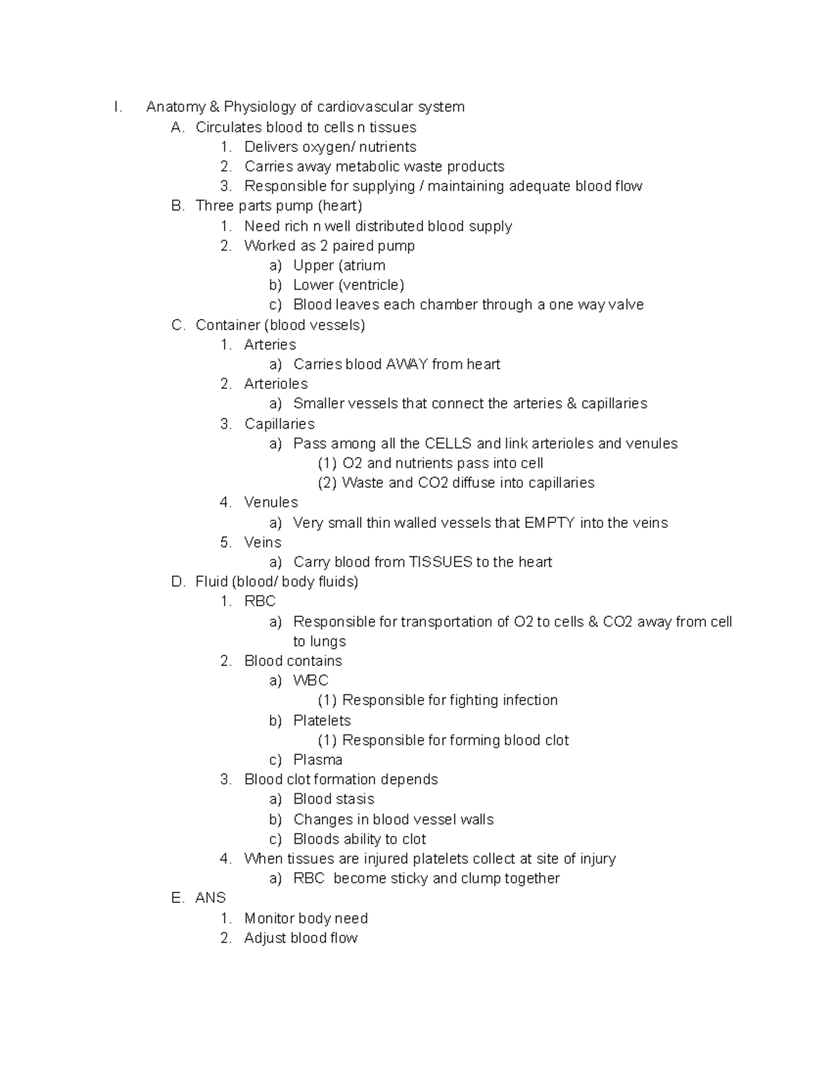 Bleeding Lecture Notes Course Code Anat 101 Studocu