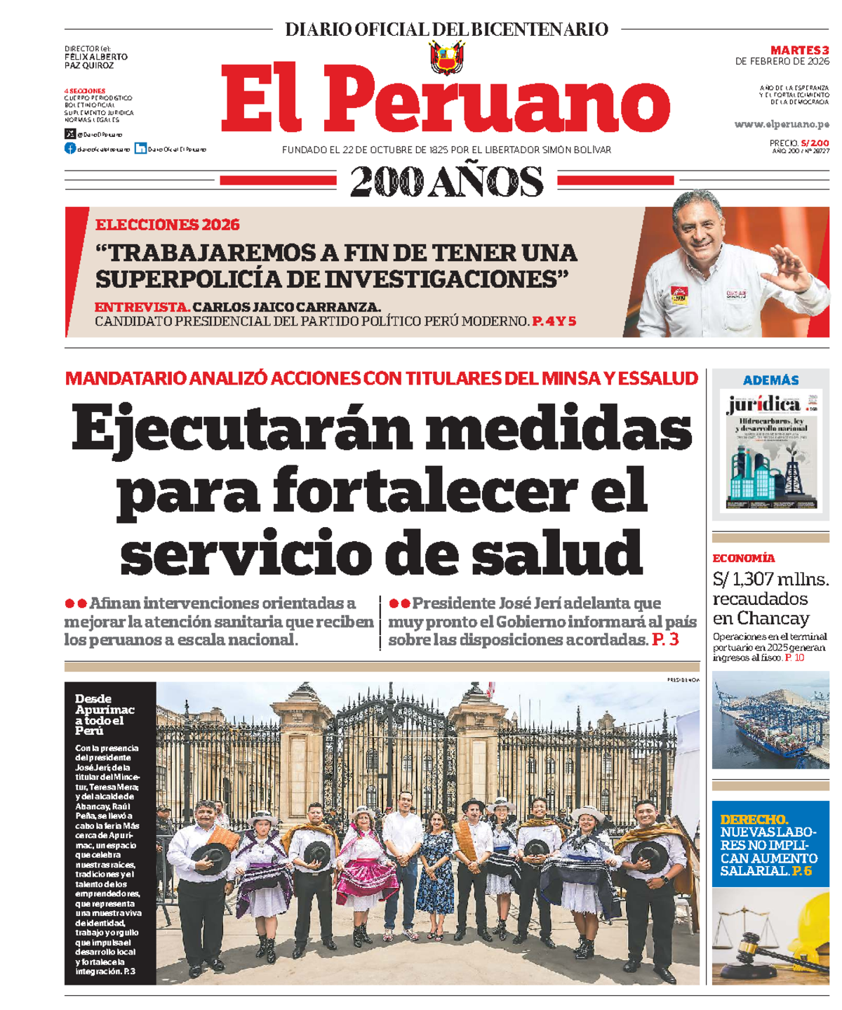 Diario Oficial El Peruano - Edición del 3 de Febrero de 2026 - Studocu