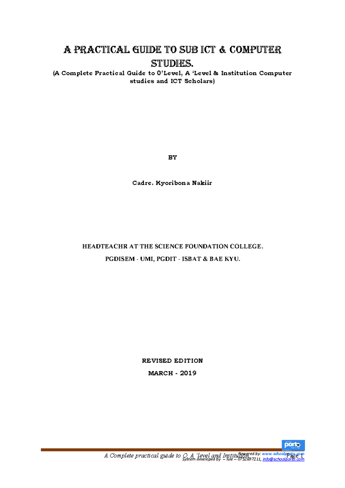 ICT-Computer-Studies-BOOK- Practical Guide for O and A Levels - Studocu