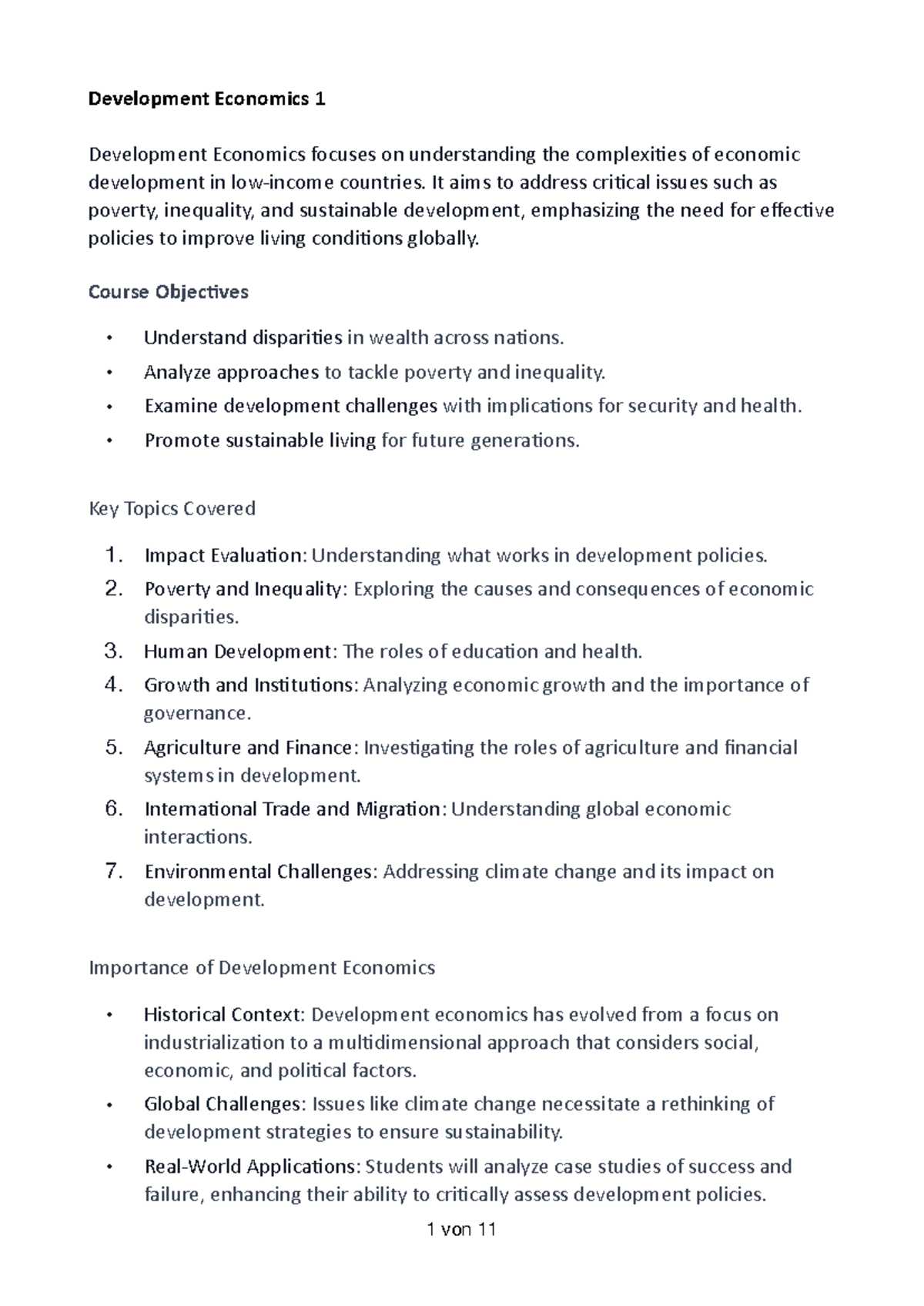 Development Economics 1: Understanding Global Challenges and Solutions ...