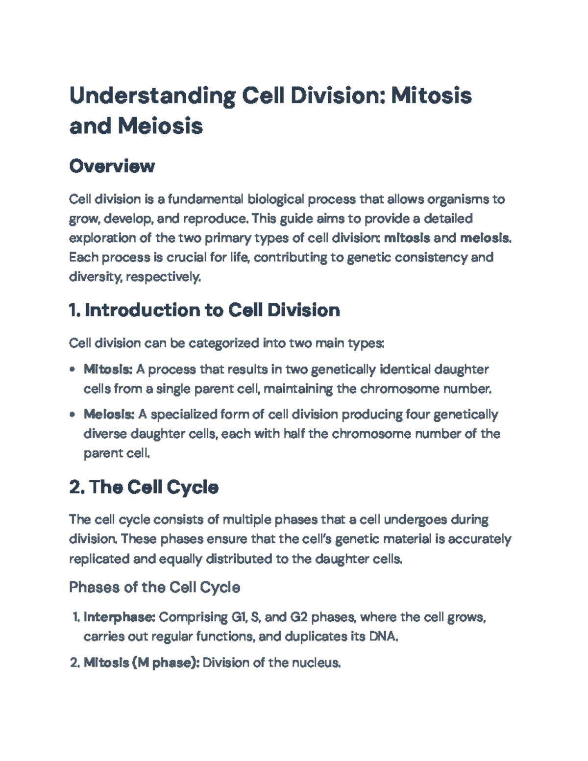 Cell Division Processes: Mitosis and Meiosis Overview - Understanding ...
