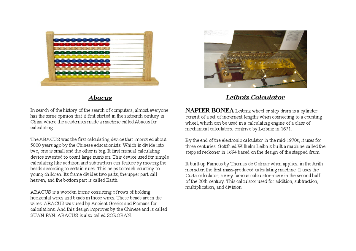 Abacus - The ABACUS was the first calculating device that improved ...