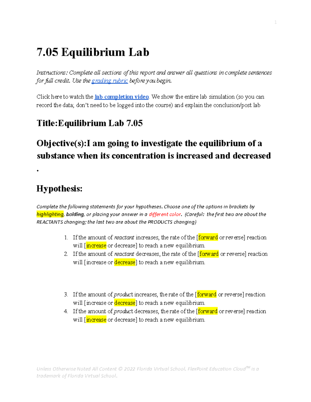 7.05 Equilibrium Lab Report and Analysis Instructions - Studocu