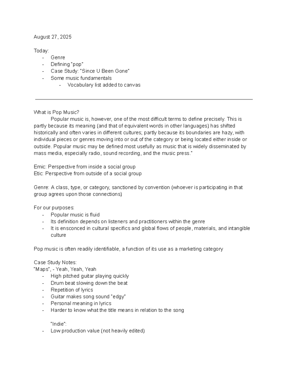Understanding Pop Music: Genres, Definitions, and Case Studies (MUS 101 ...