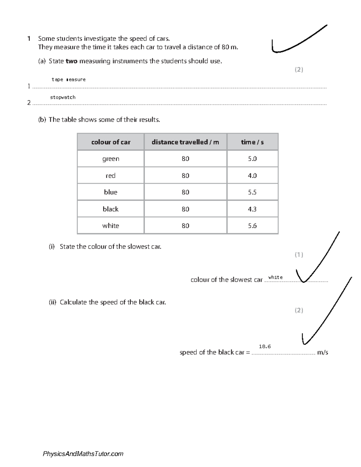 Velocity, Distance & Acceleration 1 QP - Physics Study Guide - Studocu