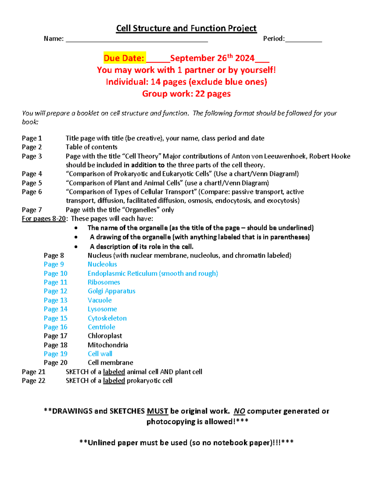 Cell Structure and Function Project 1 - Creative Booklet Guide - Studocu