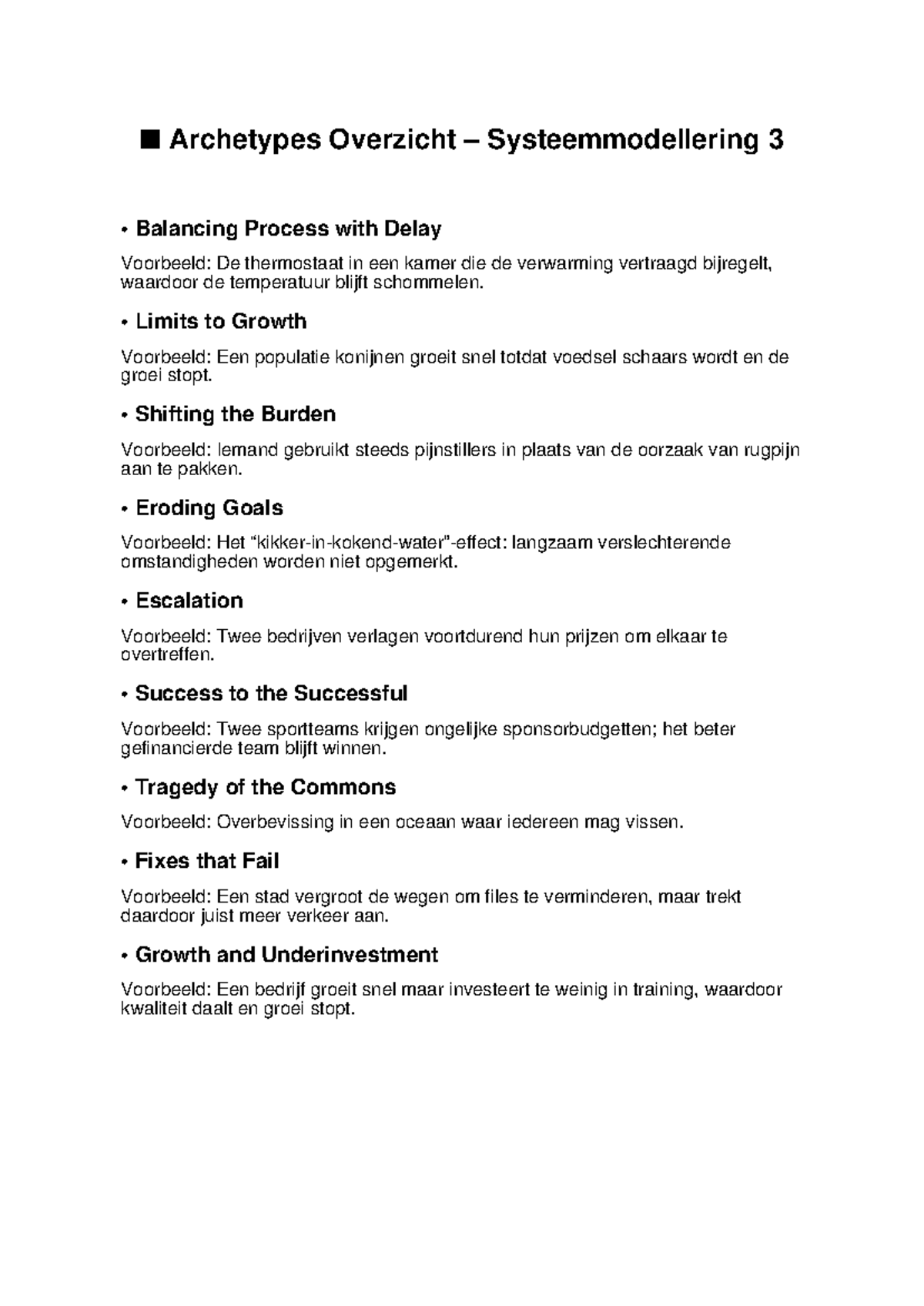 Archetypes Overzicht Systeemmodellering 3: Voorbeelden en Uitleg - Studeersnel