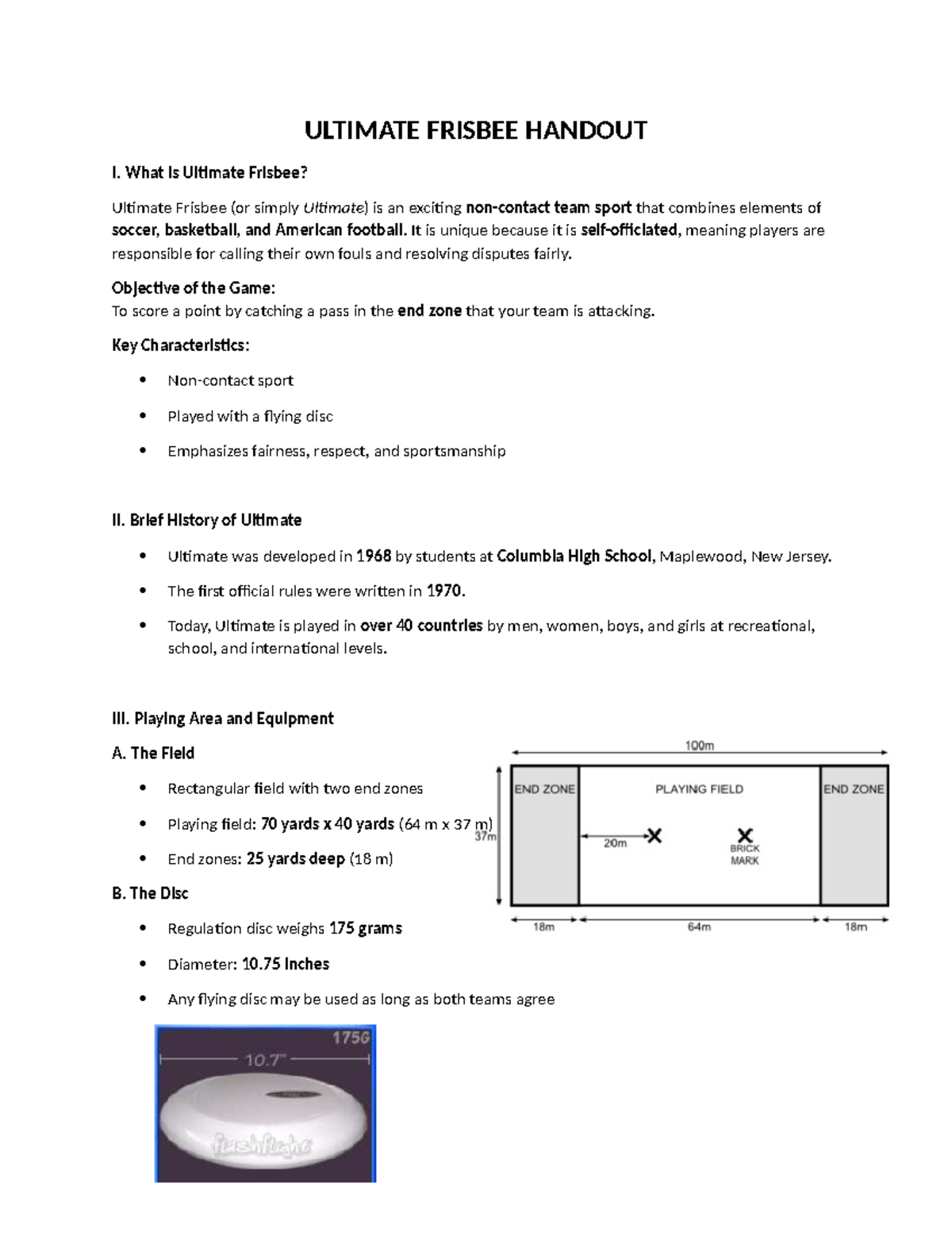 Ultimate Frisbee Handout (Revised 2026) - Rules & Strategies - Studocu