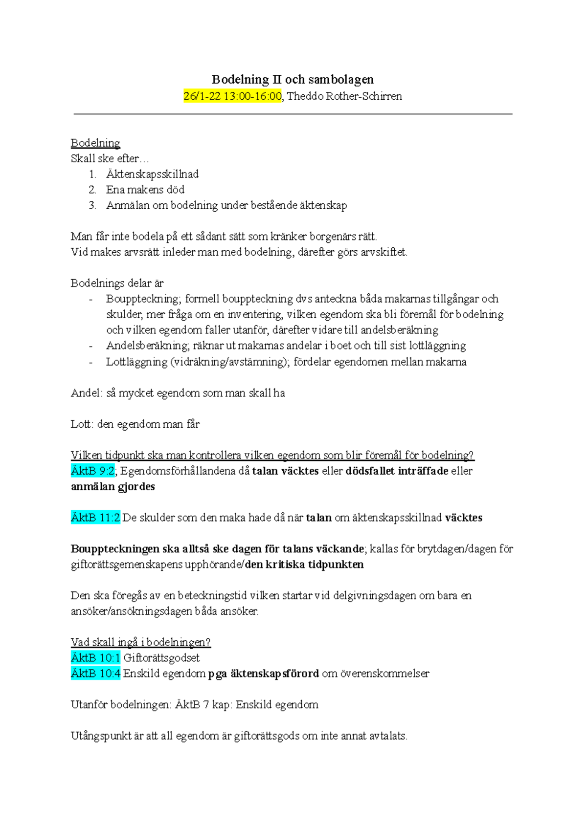 Bodelning II och sambolagen - Bodelning II och sambolagen 26/1-22 13:00 ...