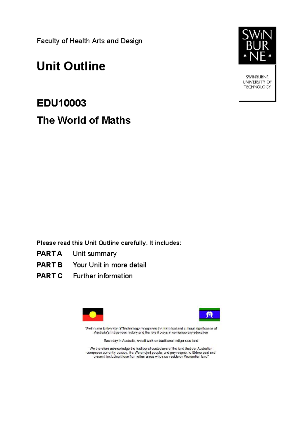 EDU10003 Unit Outline: The World of Maths - Overview and Details - Studocu