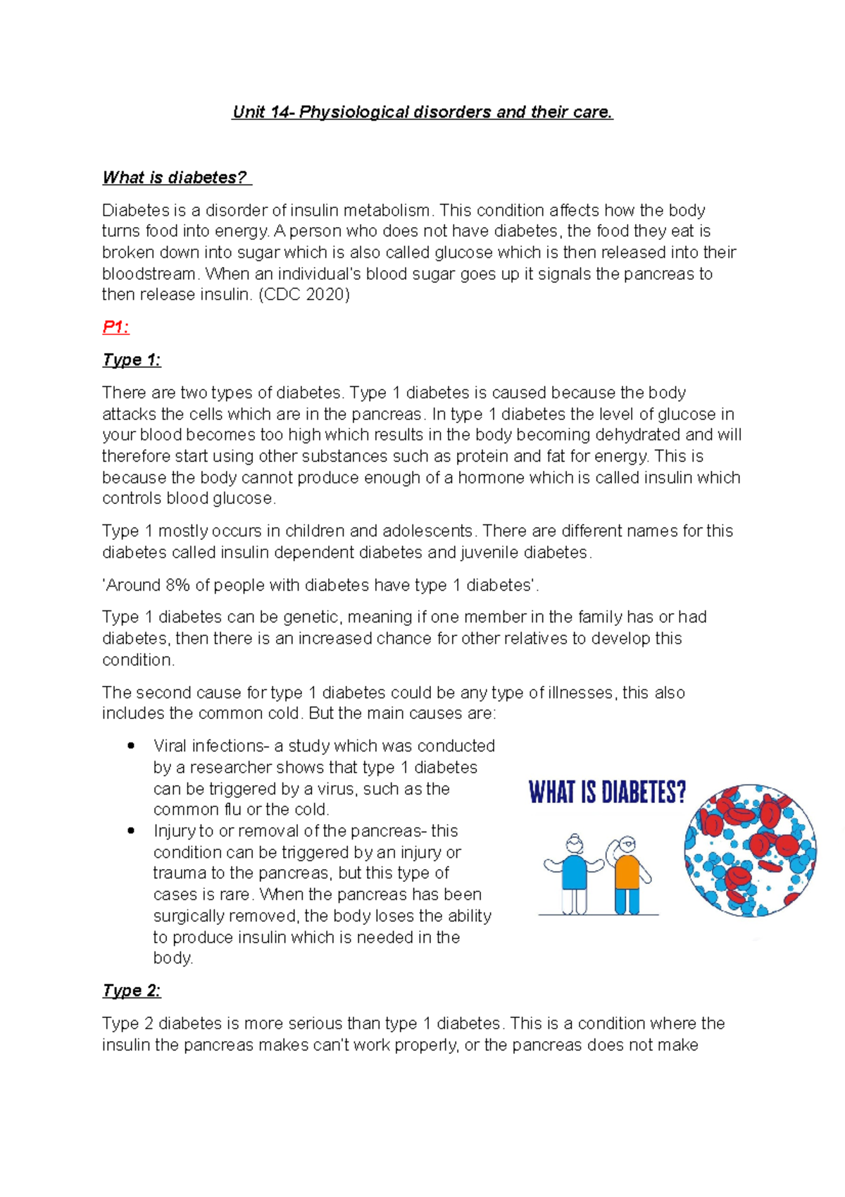 UNIT 14 physiological disorders and their care task 1 - Unit 14 ...
