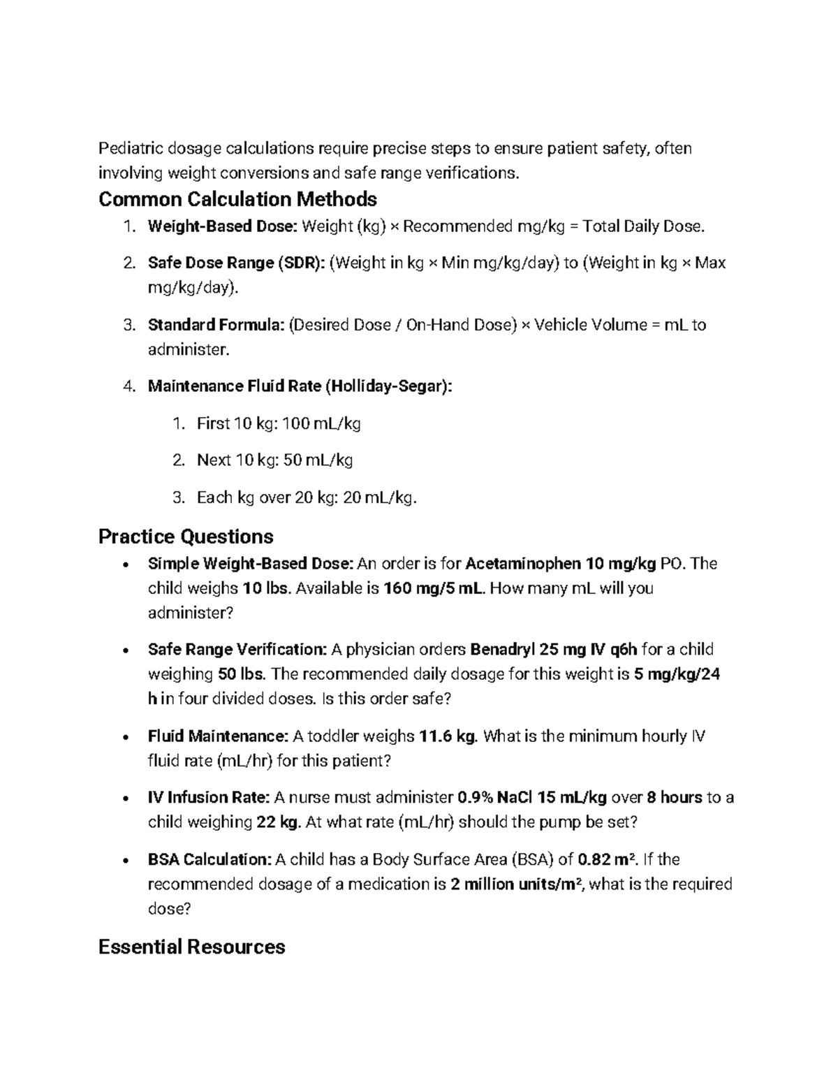 Pediatric Dosage Calculations: Essential Steps & Practice Questions ...