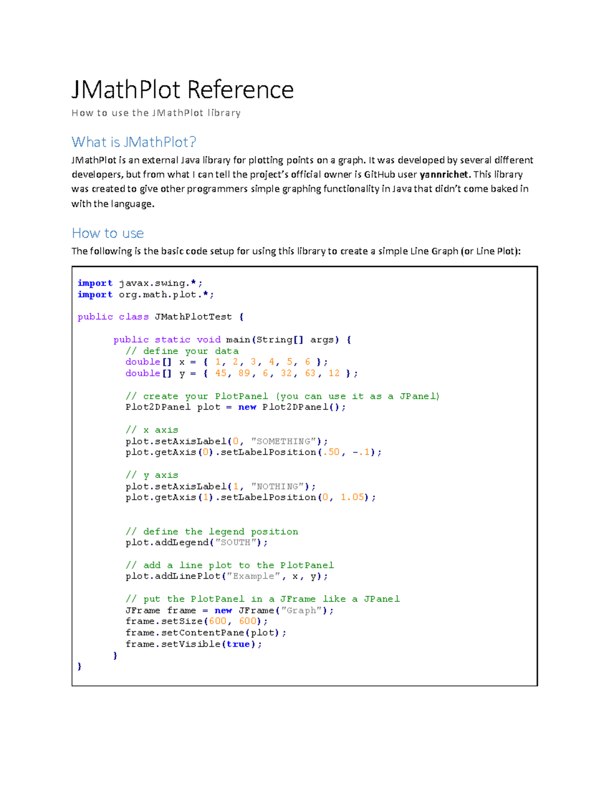 JMath Plot Reference - JMathPlot Reference How to use the JMathPlot ...