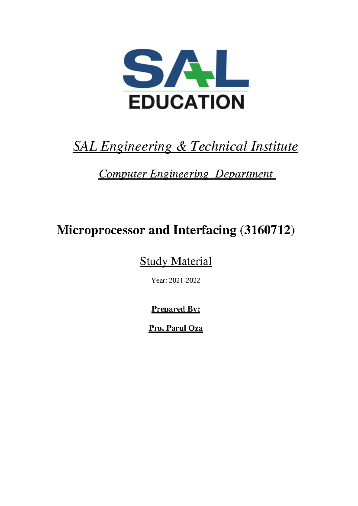 3160712-Microprocessor Interfacing Study Material Overview - Studocu