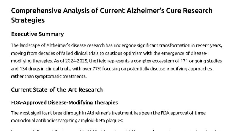 Comprehensive Analysis of Current Alzheimer's Cure Research Strategies ...